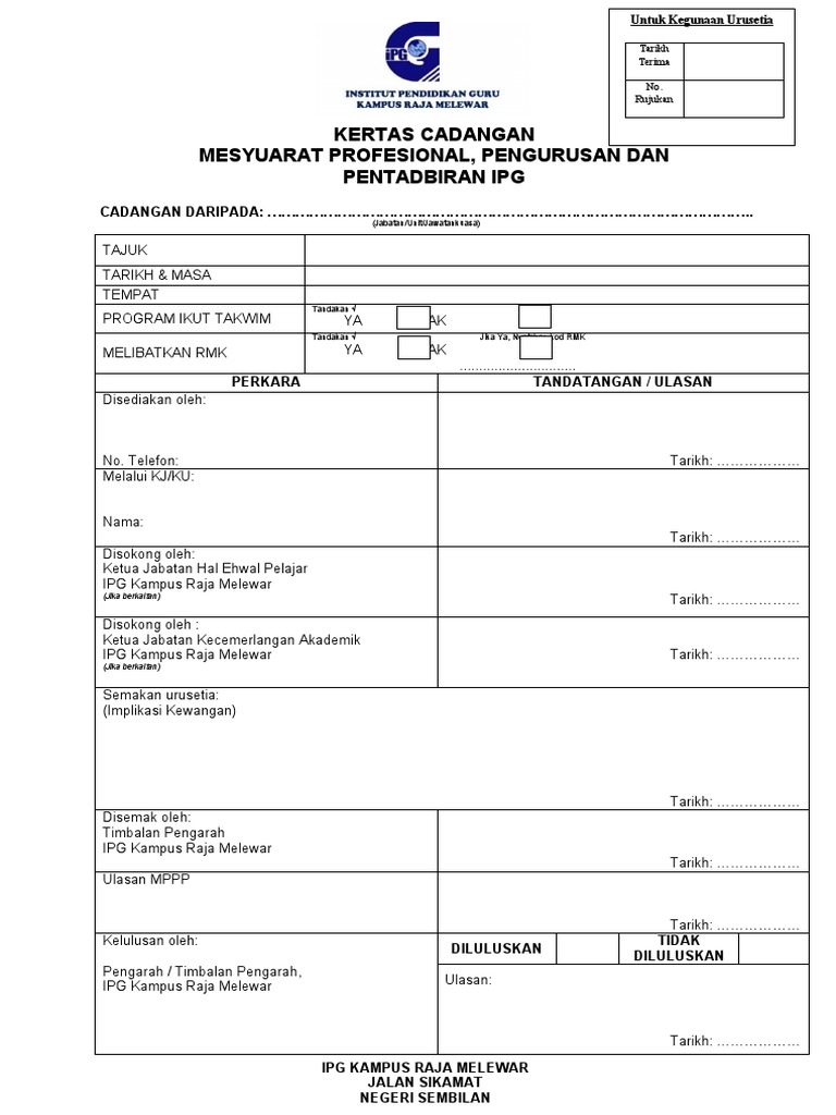 Format Kertas Cadangan IPGKRM 2022 | PDF
