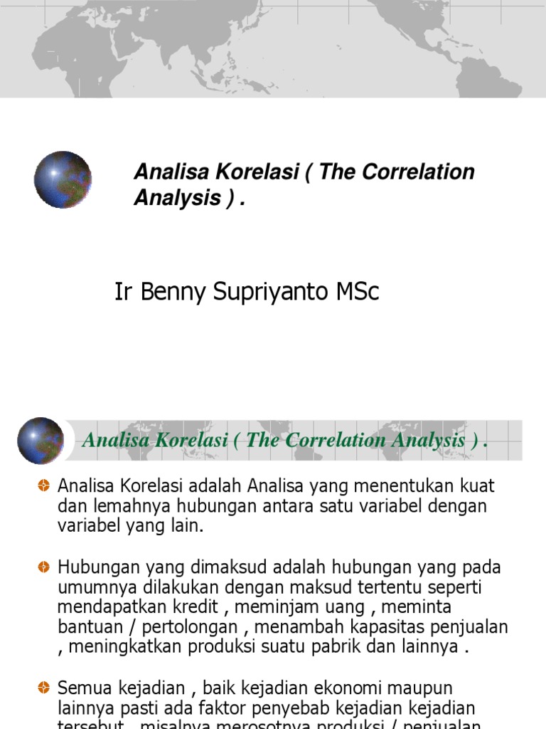 Ir Benny Supriyanto MSC: Analisa Korelasi (The Correlation Analysis) | PDF