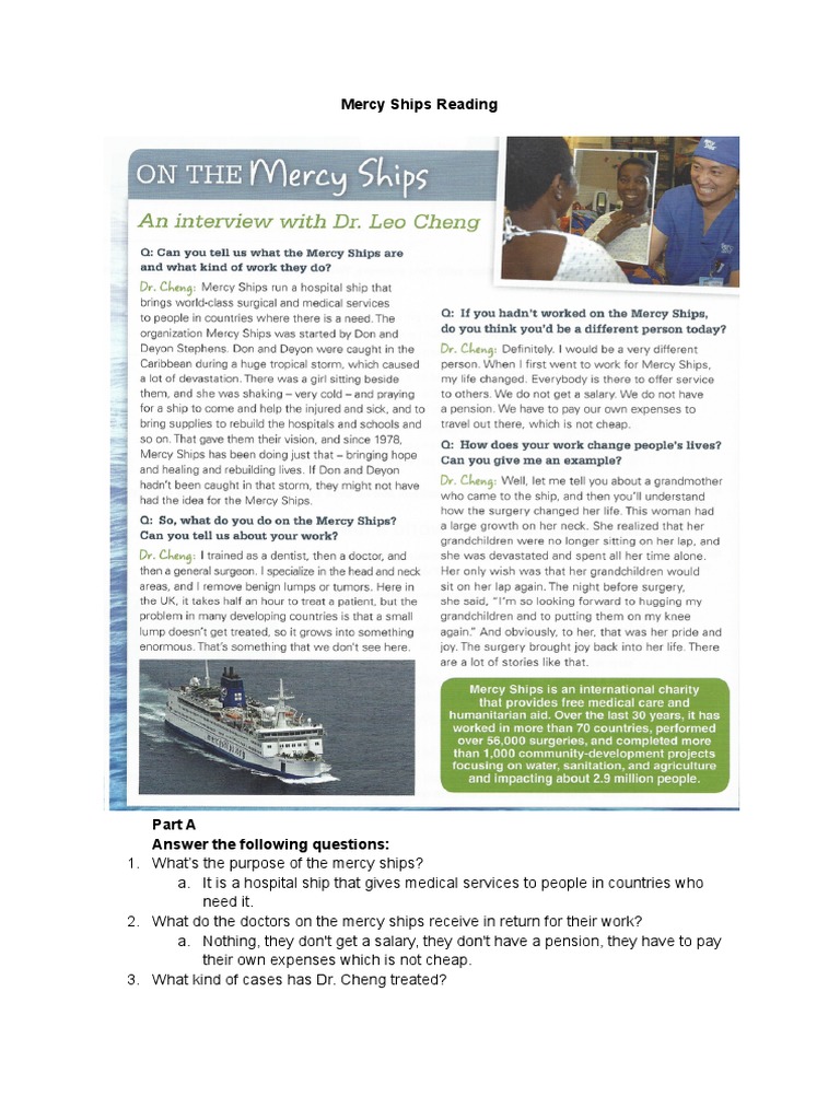 Mercy Ships Reading | PDF | Wellness