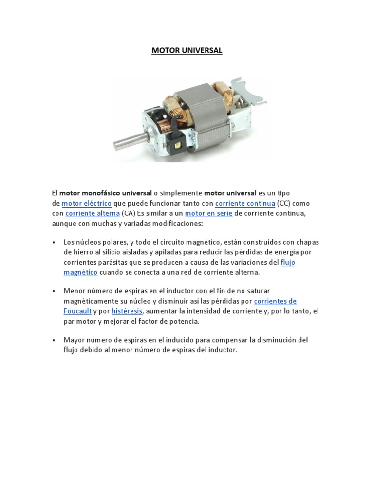 El motor universal: Un motor eléctrico polivalente capaz de funcionar ...