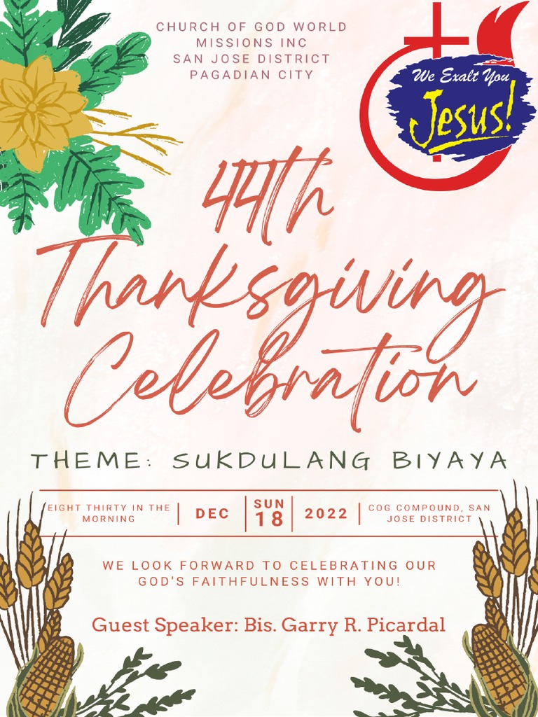 44th Thanksgiving Program | PDF | Christian Worship And Liturgy | Worship