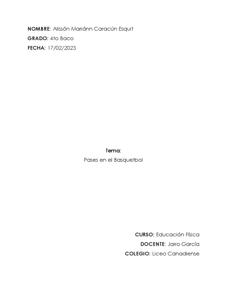 Tipos de Pases en el Baloncesto | PDF