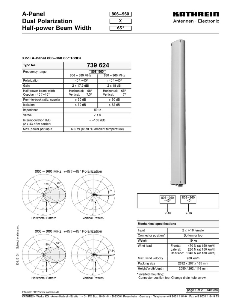 A-Panel Dual Polarization Half-Power Beam Width | PDF | Antenna (Radio ...