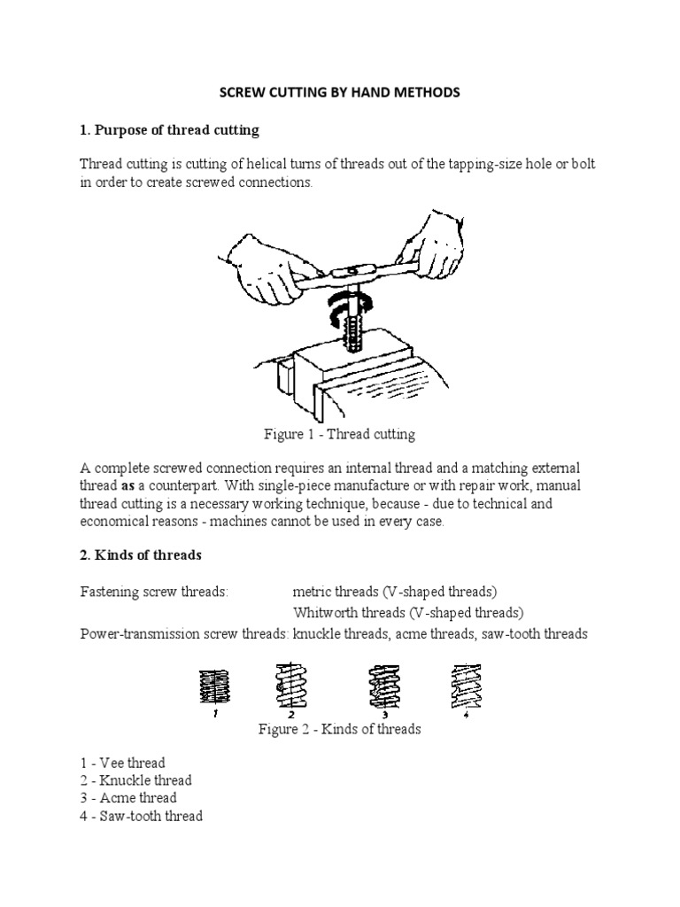 Screw Cutting by Hand Methods: 1. Purpose of Thread Cutting | PDF ...