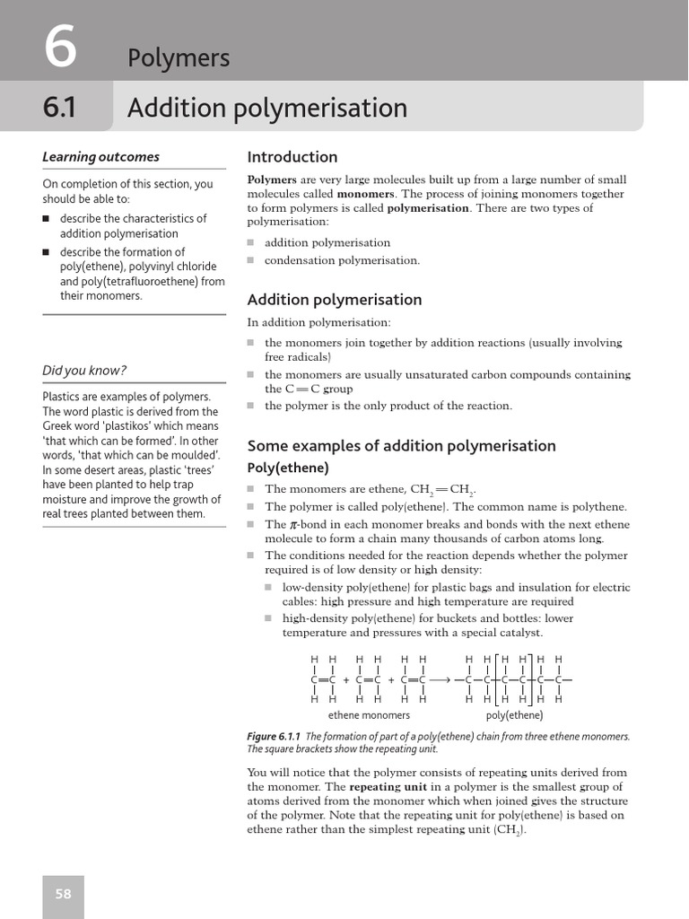 Addition Polymerisation: Polymers | PDF | Polysaccharide | Carbohydrates