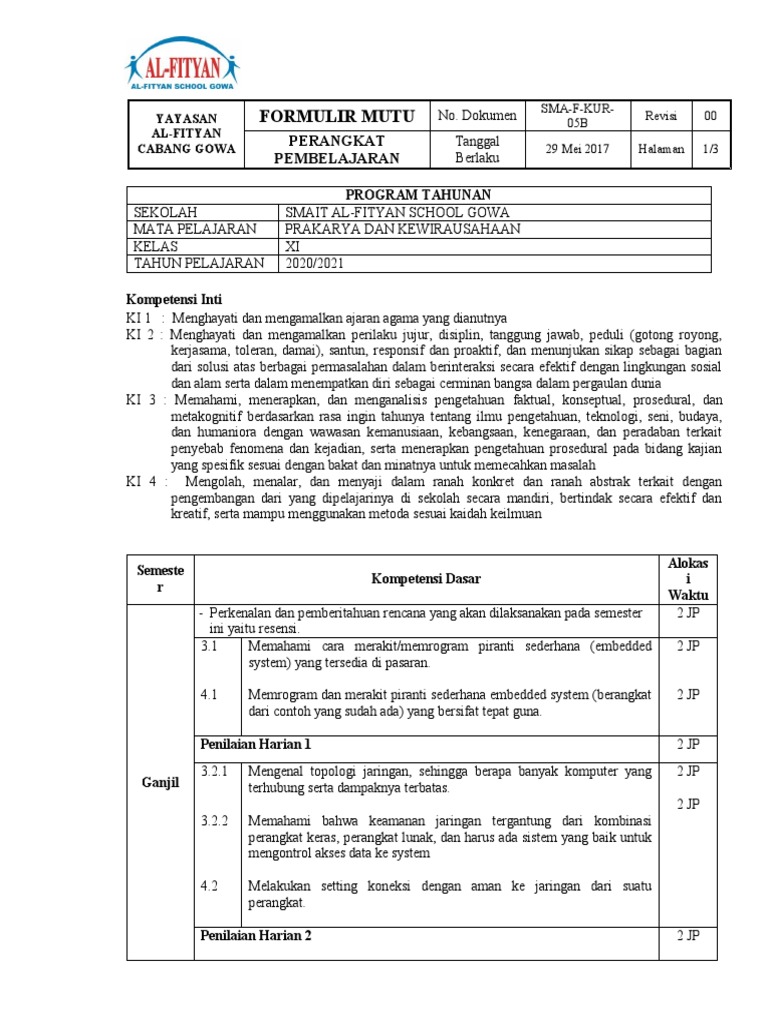2 Prota Kelas Xi | PDF