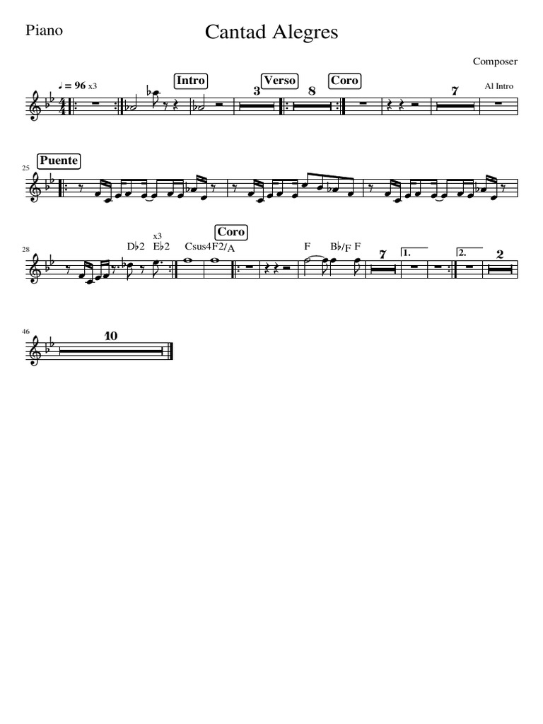 Cantad Alegres-Piano | PDF