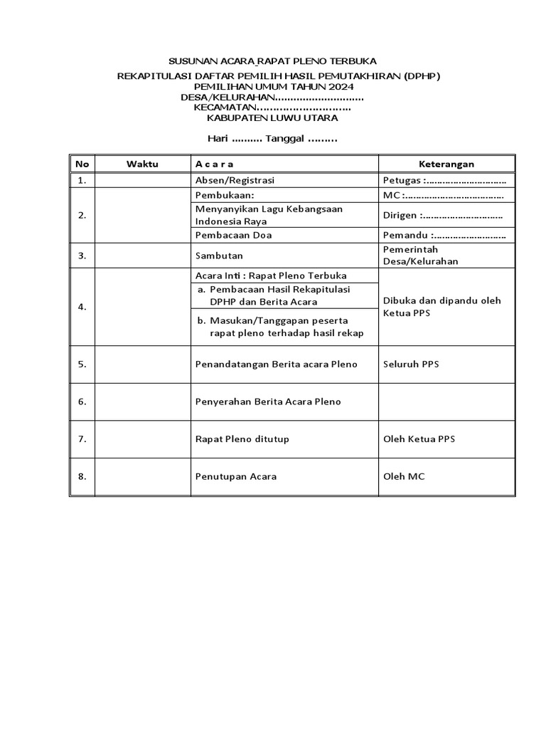 Format Rundown Pleno DPHP PPS | PDF