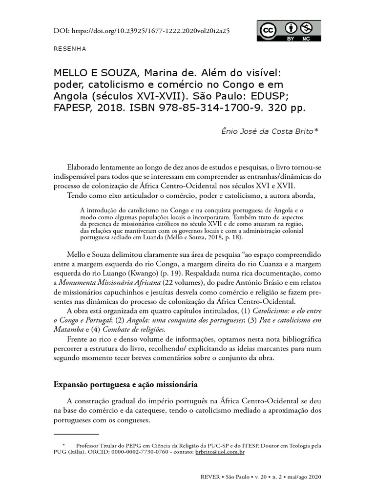BRITO, Ênio José Da Costa (2020) Resenha de MELLO E SOUZA, Marina De ...