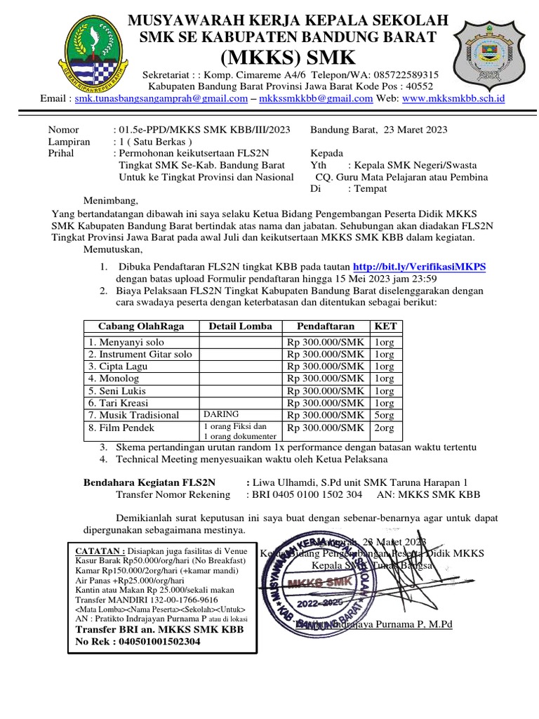 Surat MKKS FLS2N PAI MOKA | PDF