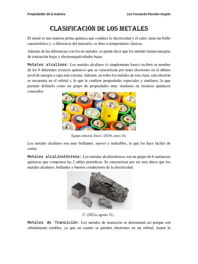 Clasificación de Metales y Aleaciones | PDF | Acero | Hierro fundido