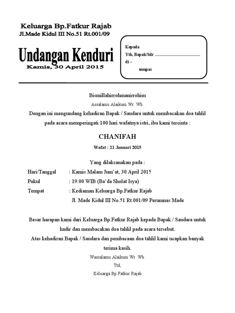Undangan Kenduri | PDF