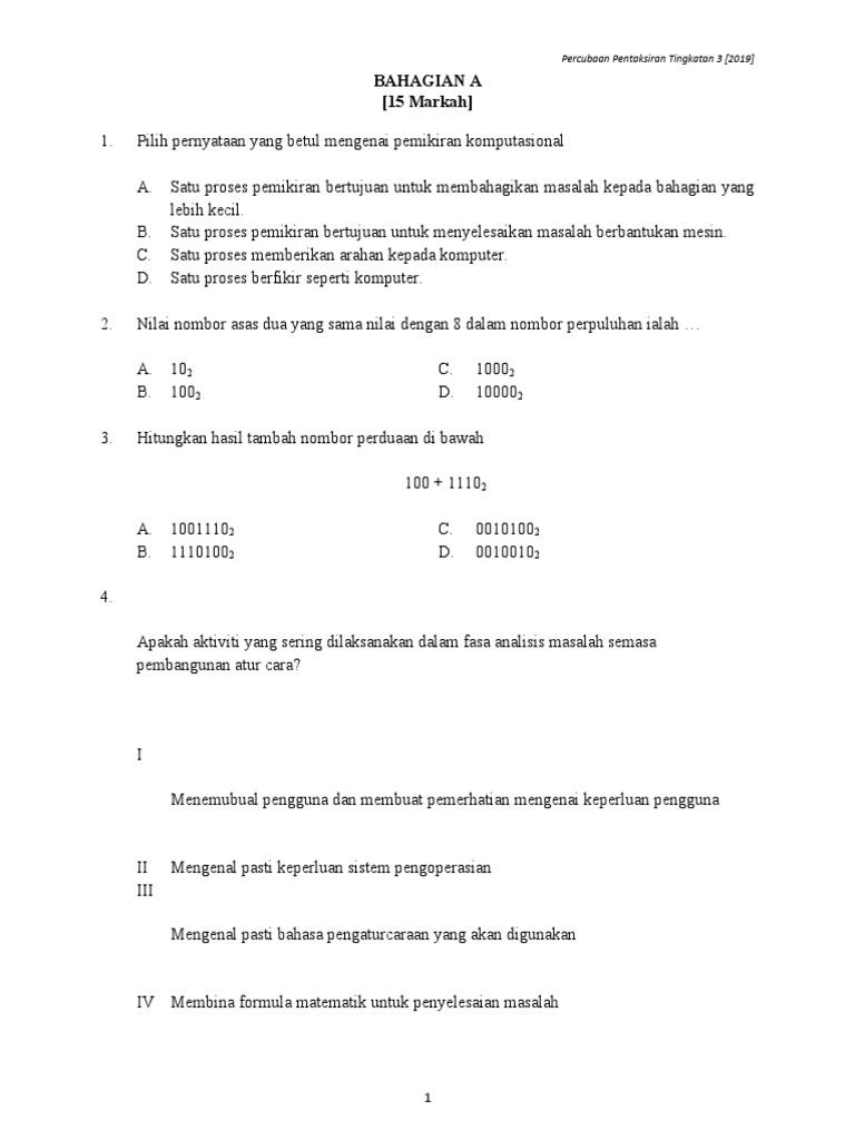 Soal Latihan Pemrograman SPM | PDF | Komputer