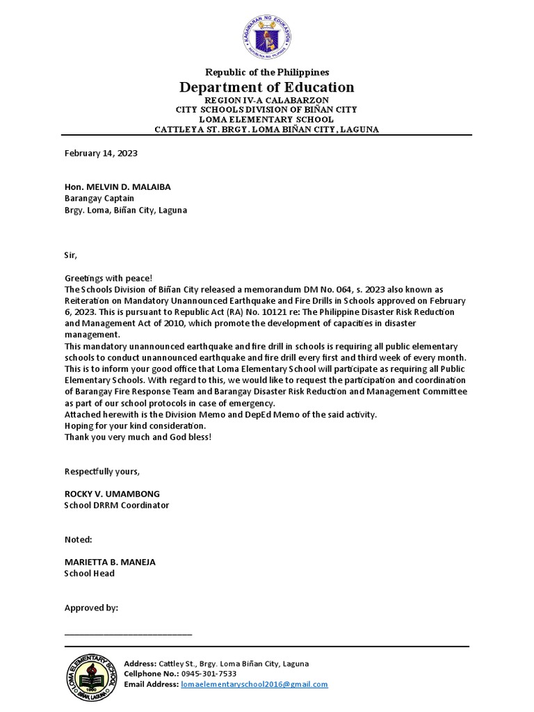 DRRM Eartquake-Fire Unannounce | PDF