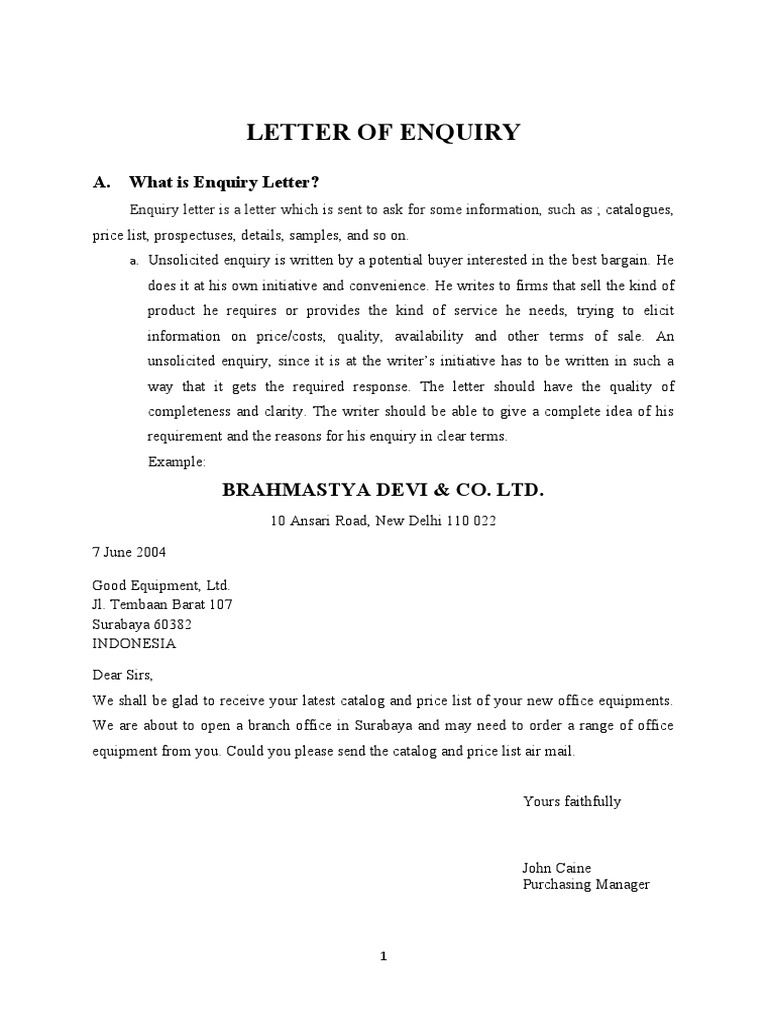Topic 1, Enquiry Letter | PDF | Advertising | Prices