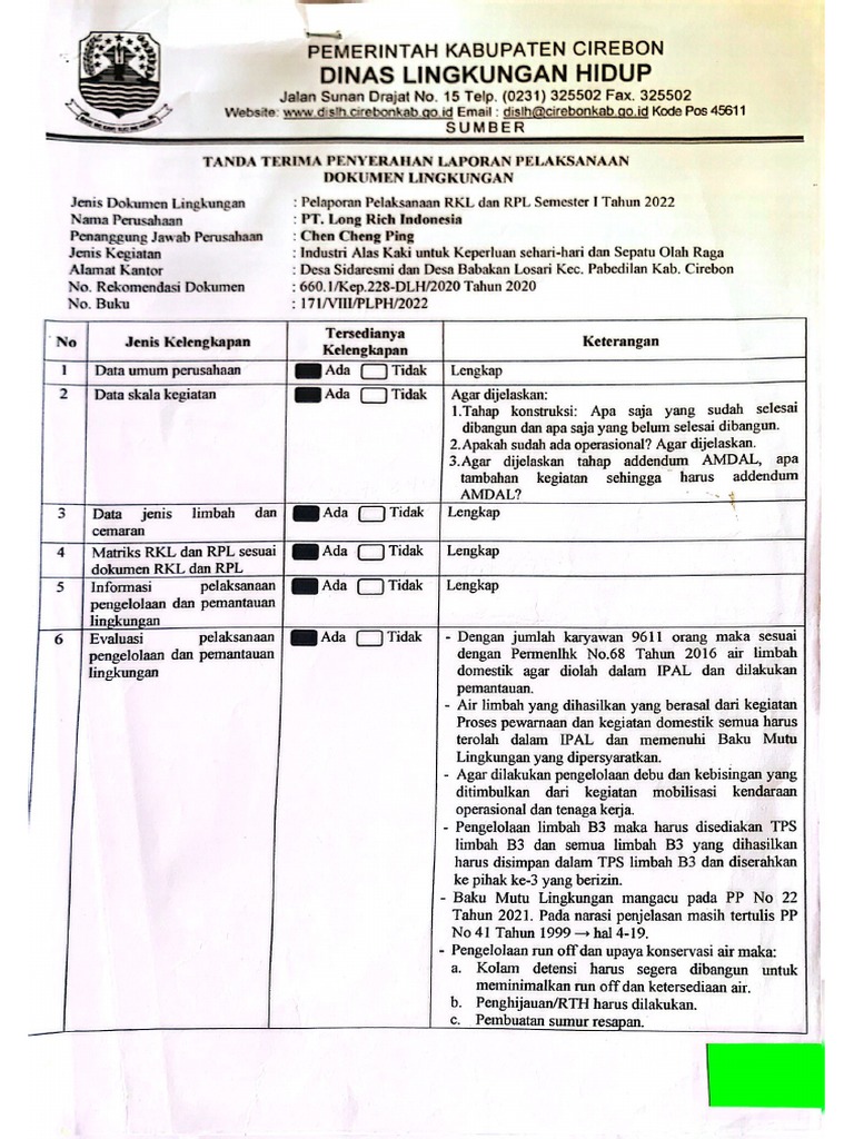 Tanda Terima DLH 2022 | PDF