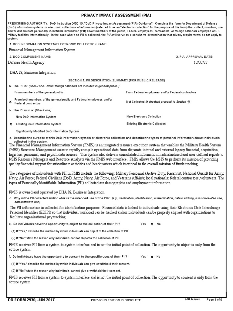 DoD Privacy Impact Assessment Guide | PDF | Health Insurance ...