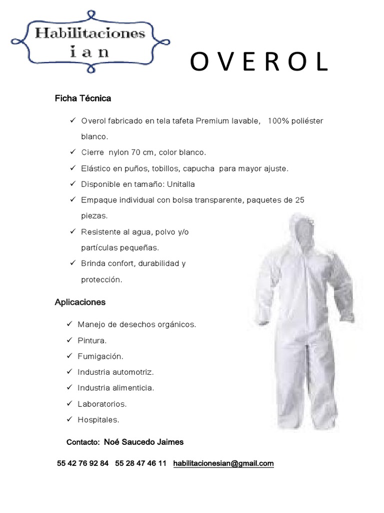 Overol: Ficha Técnica | PDF