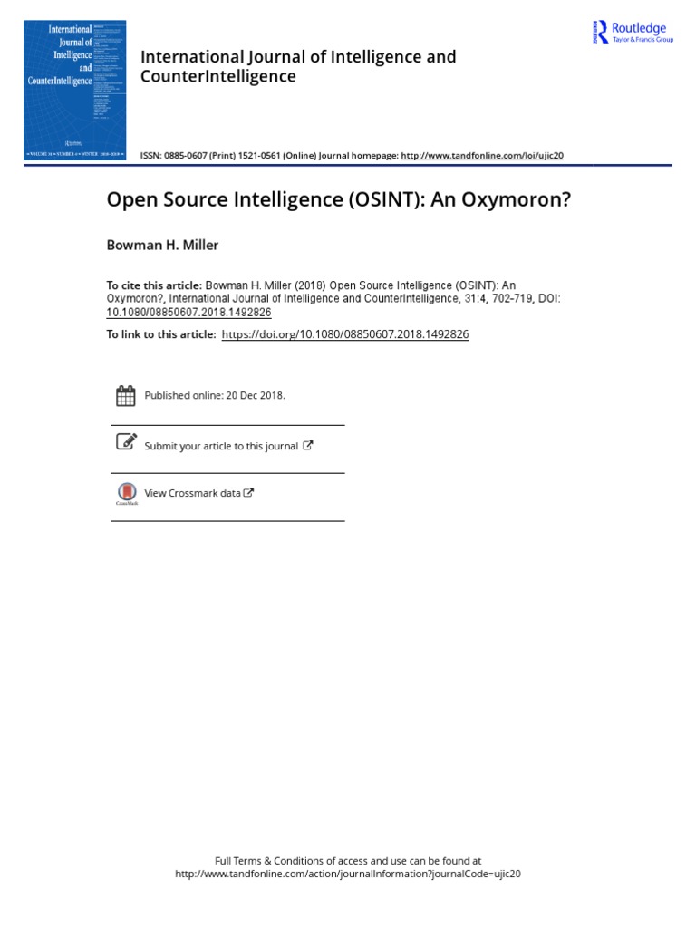 Open Source Intelligence (Osint) : An Oxymoron?: International Journal ...