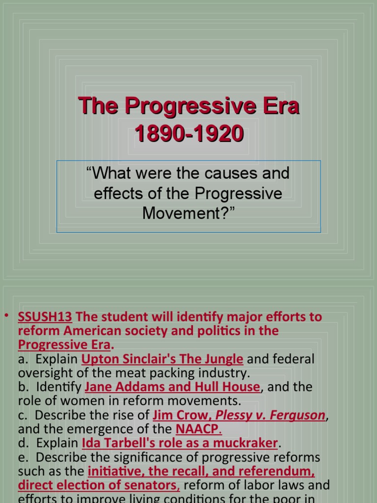 The Progressive Era 1890-1920 | PDF | Progressivism In The United ...