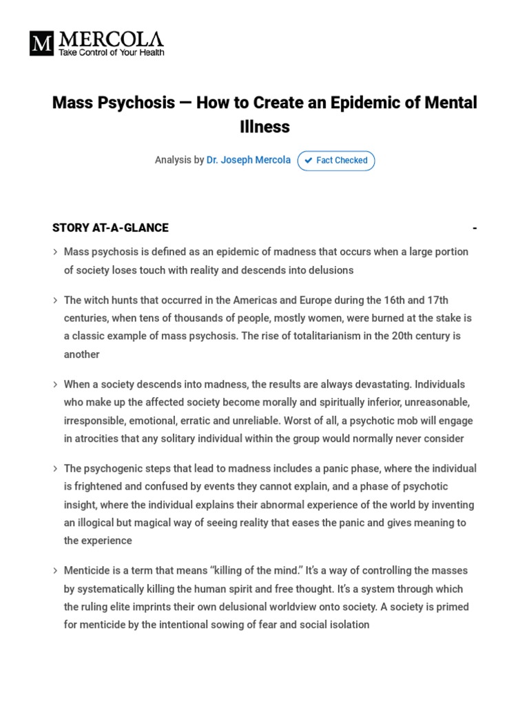 Mass Psychosis PDF | Download Free PDF | Psychosis | Delusion
