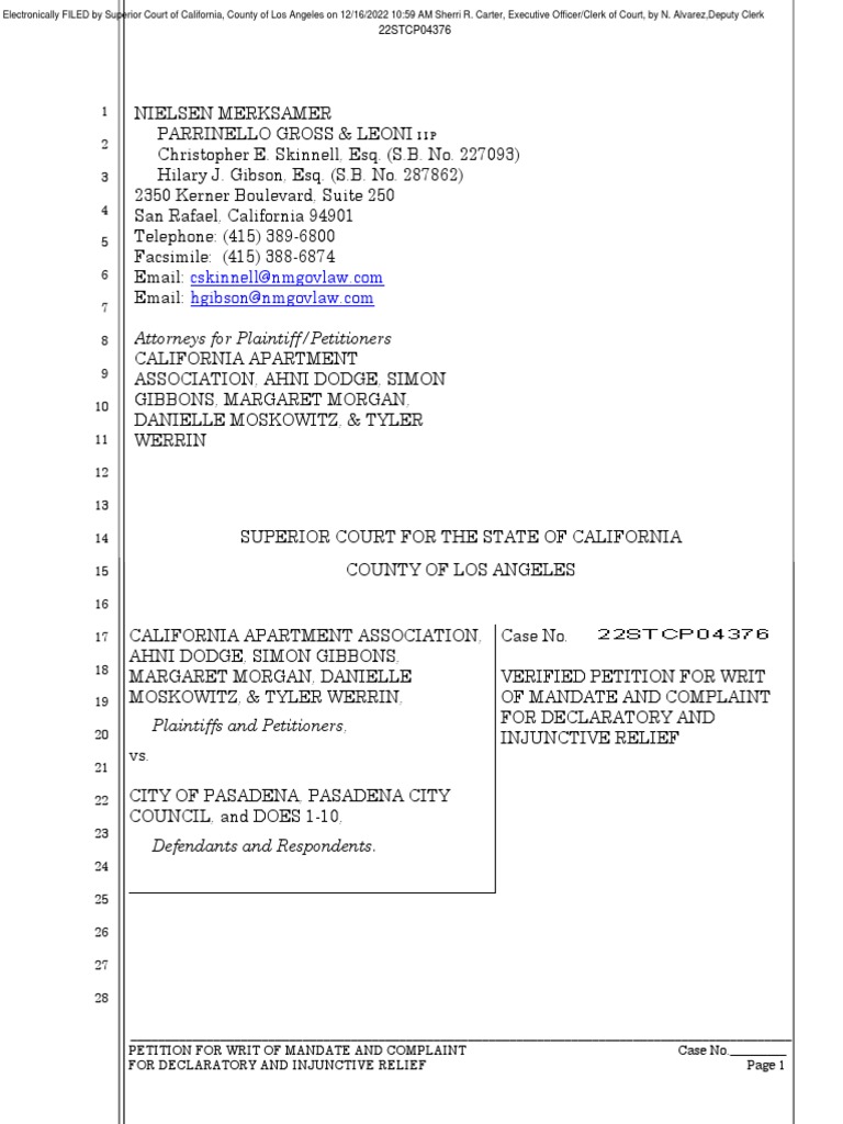 CAA - Complaint and Injunctive Relief | PDF | Rent Regulation | Justice