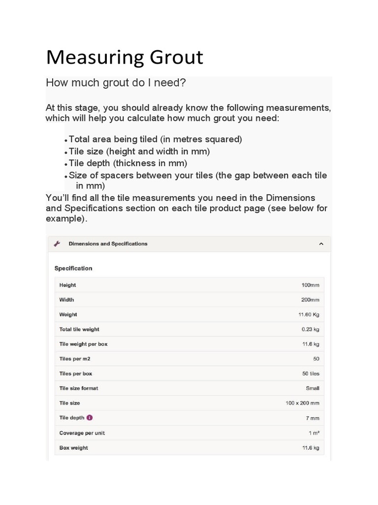 Measuring Grout | PDF