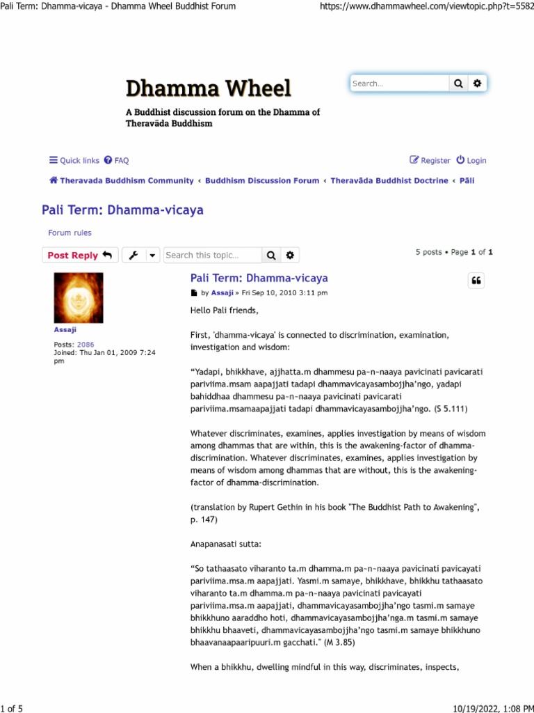 Dhamma-Vicaya: Discrimination in Awakening | PDF | Sati (Buddhism ...