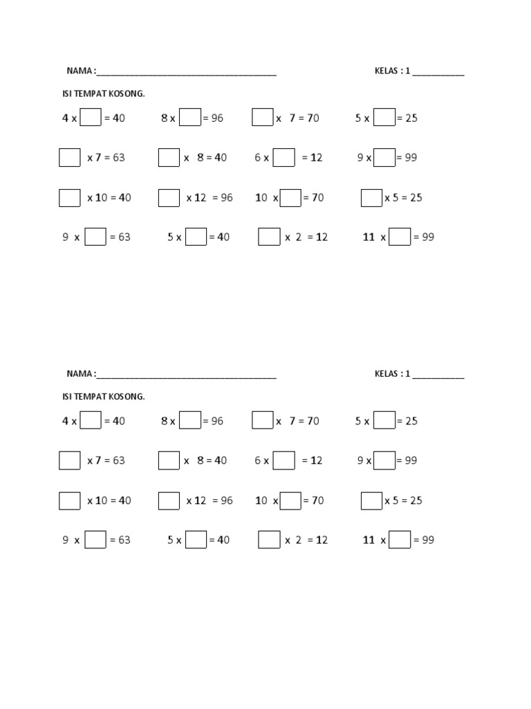 Latih Tubi Sifir 2 | PDF