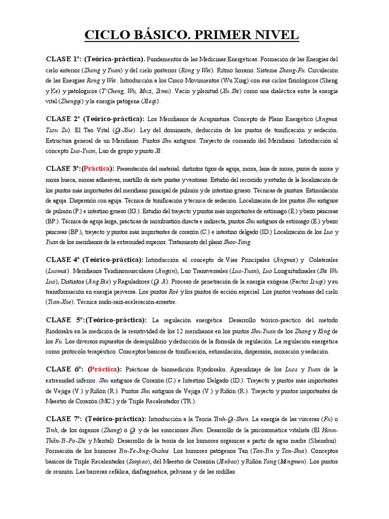 Programa Basico y Superior Acupuntura | PDF | Qi | Medicina