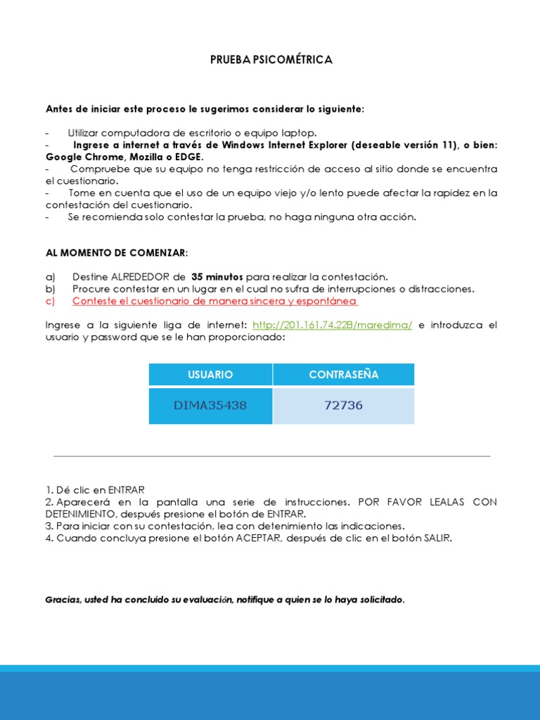 Prueba Psicometrica | PDF