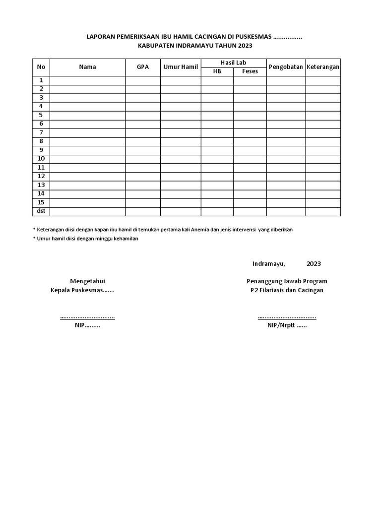 Lap Bumil Cacing 2023 | PDF