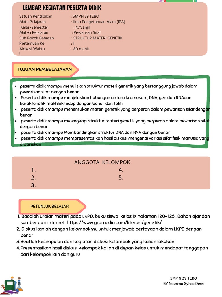 LKPD Pewarisan Sifat | PDF | Kesehatan Holistik | Sains & Matematika