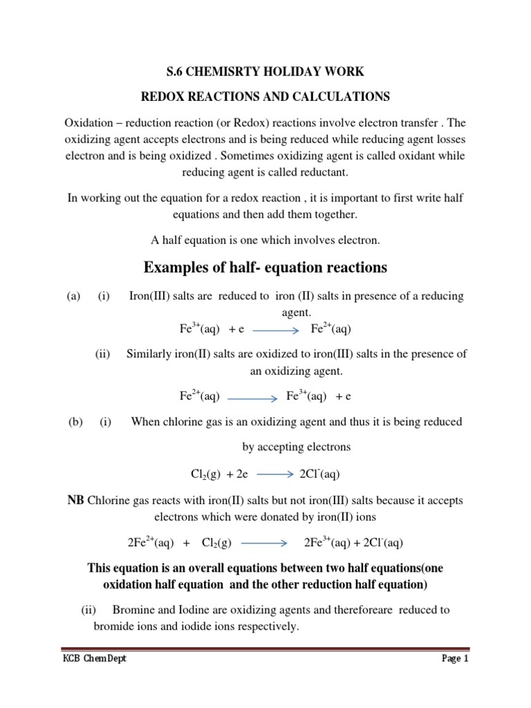 A Level Mathematics Work | PDF | Redox | Chemistry