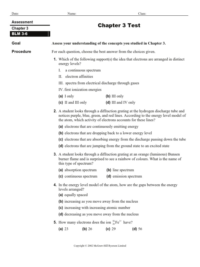 Chapter 3 Practice Test 4u1 | PDF | Electron Configuration | Atomic Orbital