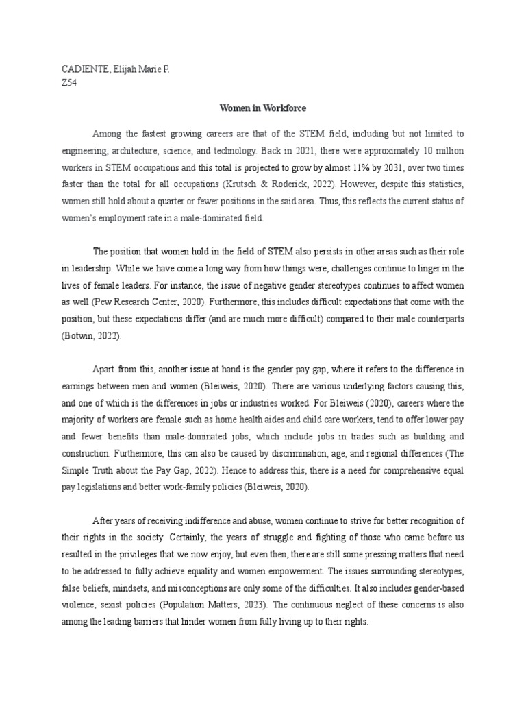 Women in Workforce | PDF | Woman | Gender Pay Gap