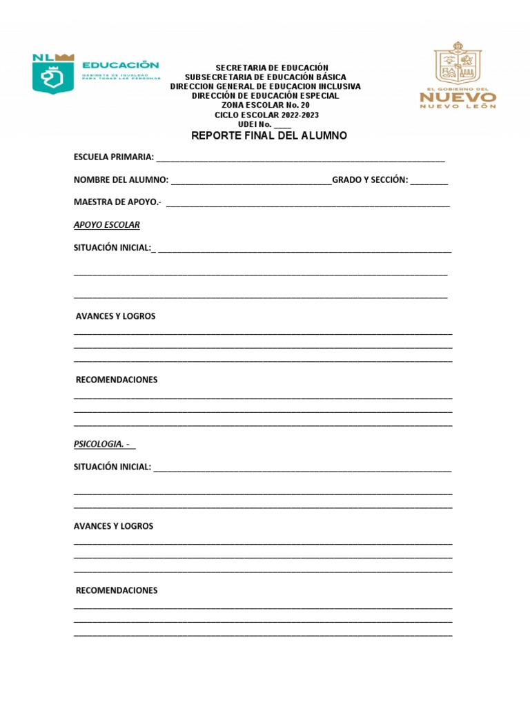 Reporte Final de Progreso Escolar 2022-2023 | PDF | Educación primaria ...