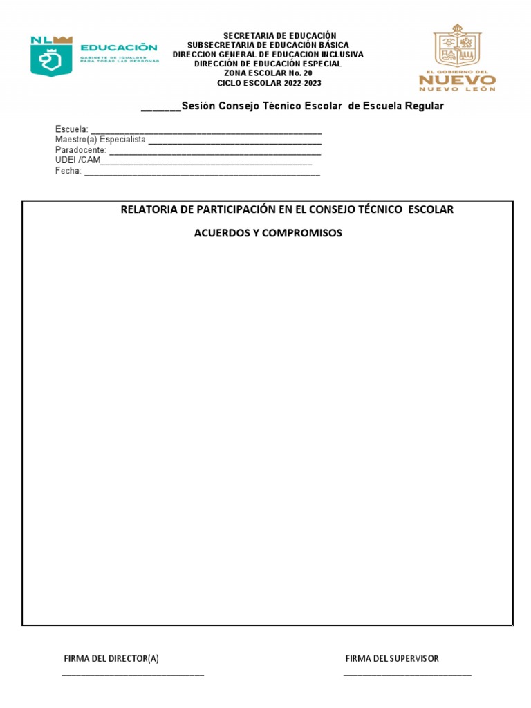 Formato Relatoria Cte Esc. Regular para Docentes y Equipo ...