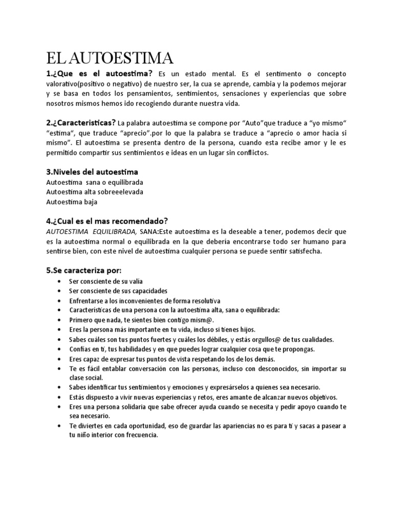 El Autoestima | PDF | Autoestima | Las emociones
