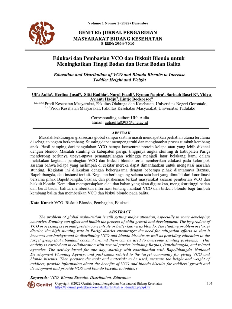 Genitri: Jurnal Pengabdian Masyarakat Bidang Kesehatan | PDF