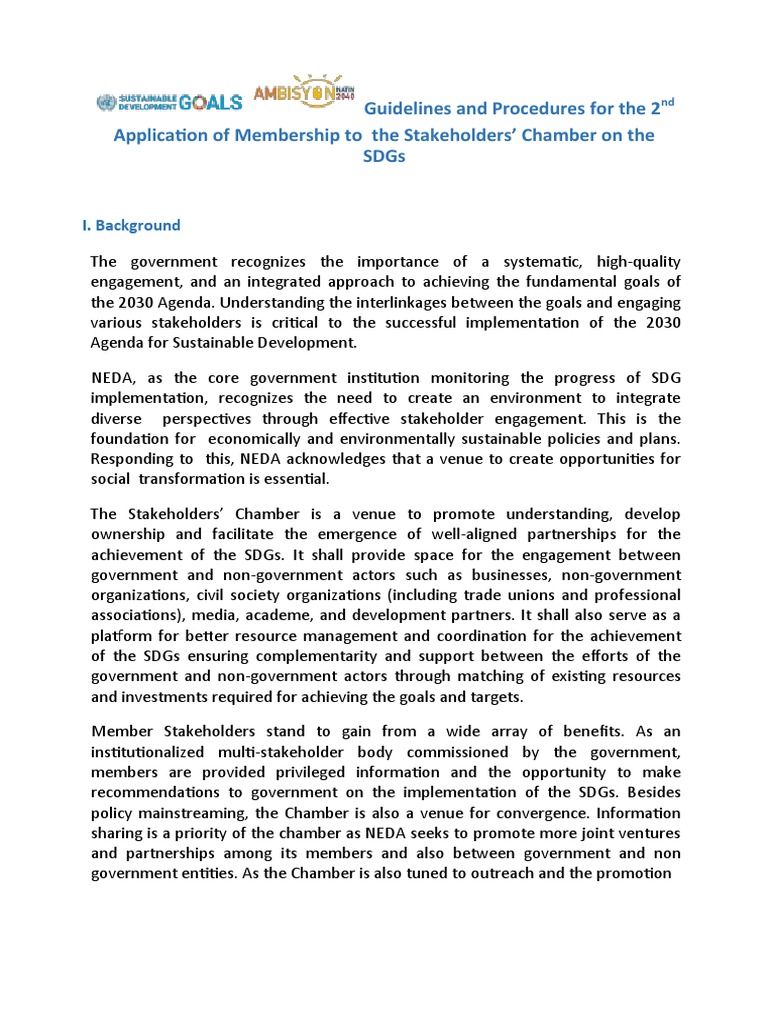 Guidelines For The 2nd Call For Membership of The Stakeholders' Chamber ...