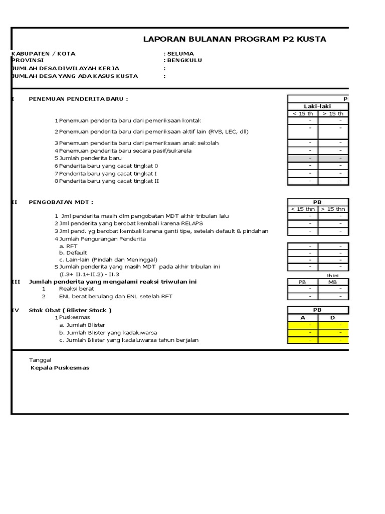 Laporan P2 Kusta Seluma 2021 | PDF