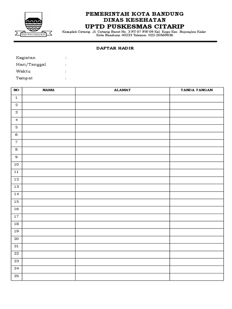 Uptd Puskesmas Citarip: Pemerintah Kota Bandung Dinas Kesehatan | PDF