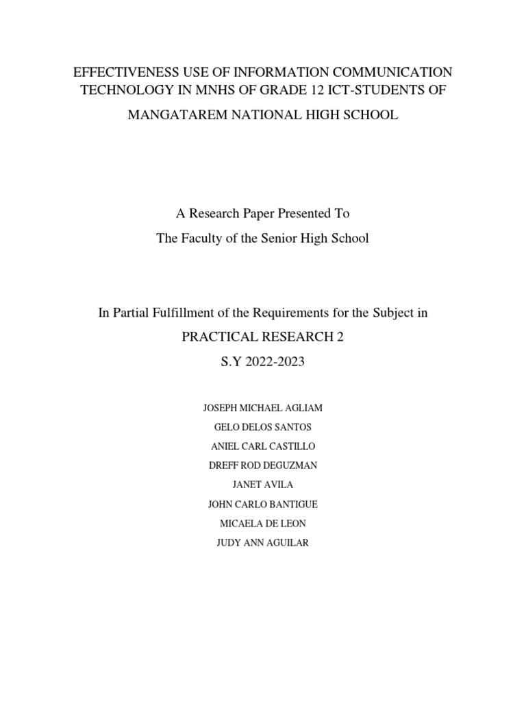 Effectiveness Use of Information Communication Technology in MNHS of ...