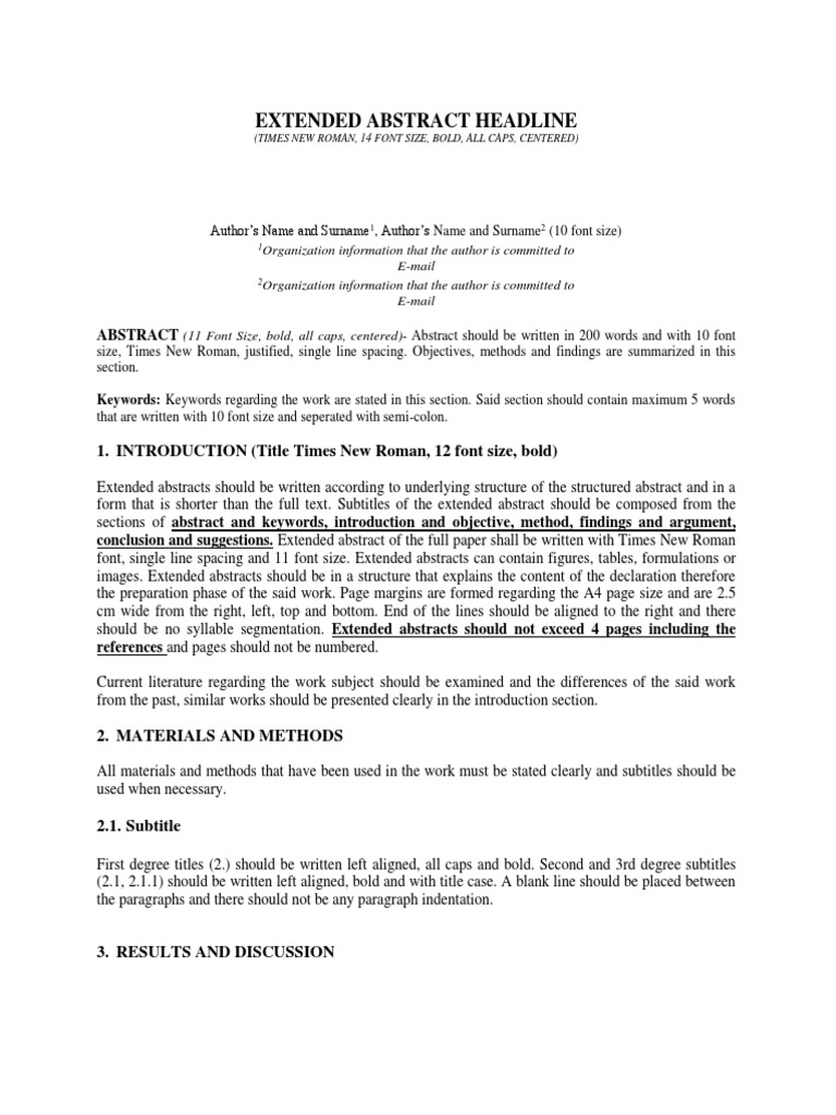 Template For Extended Abstract | PDF | Abstract (Summary)