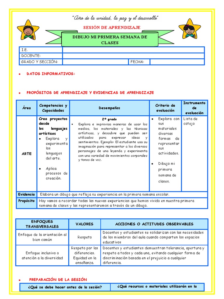 Dibujo de la Primera Semana Escolar | PDF | Evaluación | Enseñando