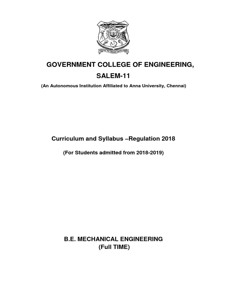 Mech 2018 Regulation - Curriculum and Syllabus | PDF | Magnetic Field ...