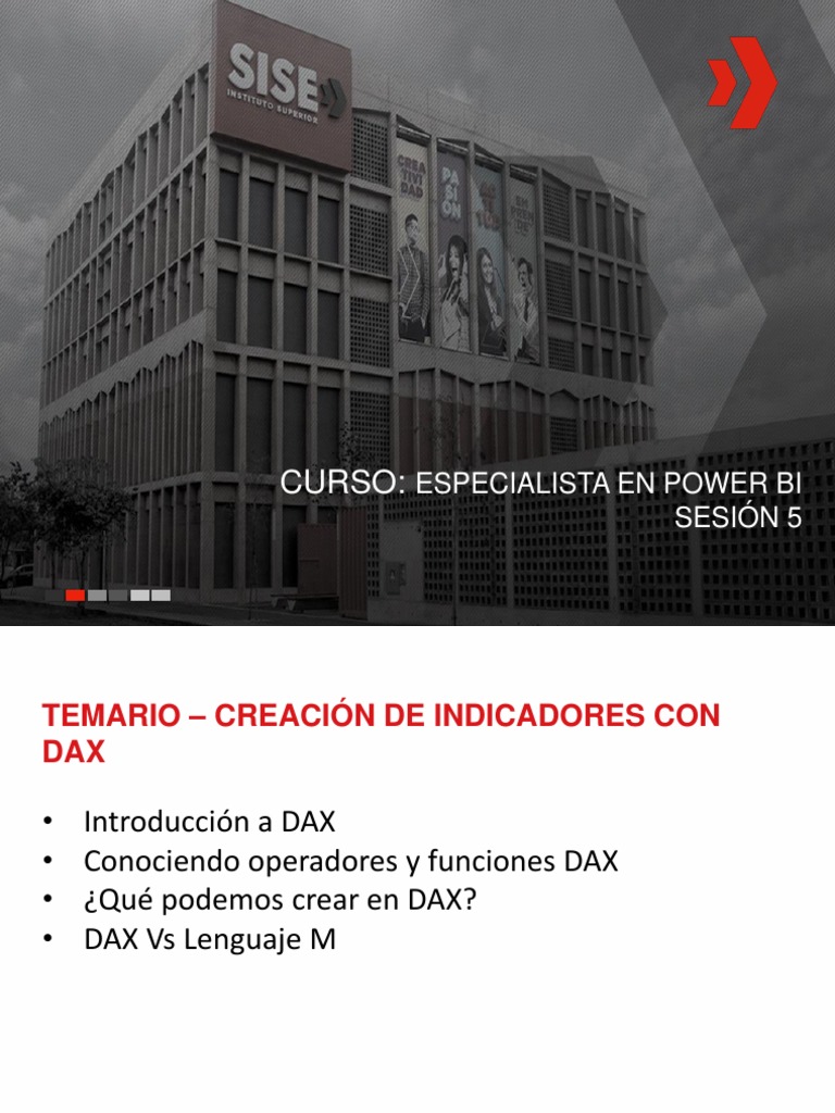 Sise - Creación de Indicadores Con Dax - Sesion 5 | PDF | Microsoft Excel | Software