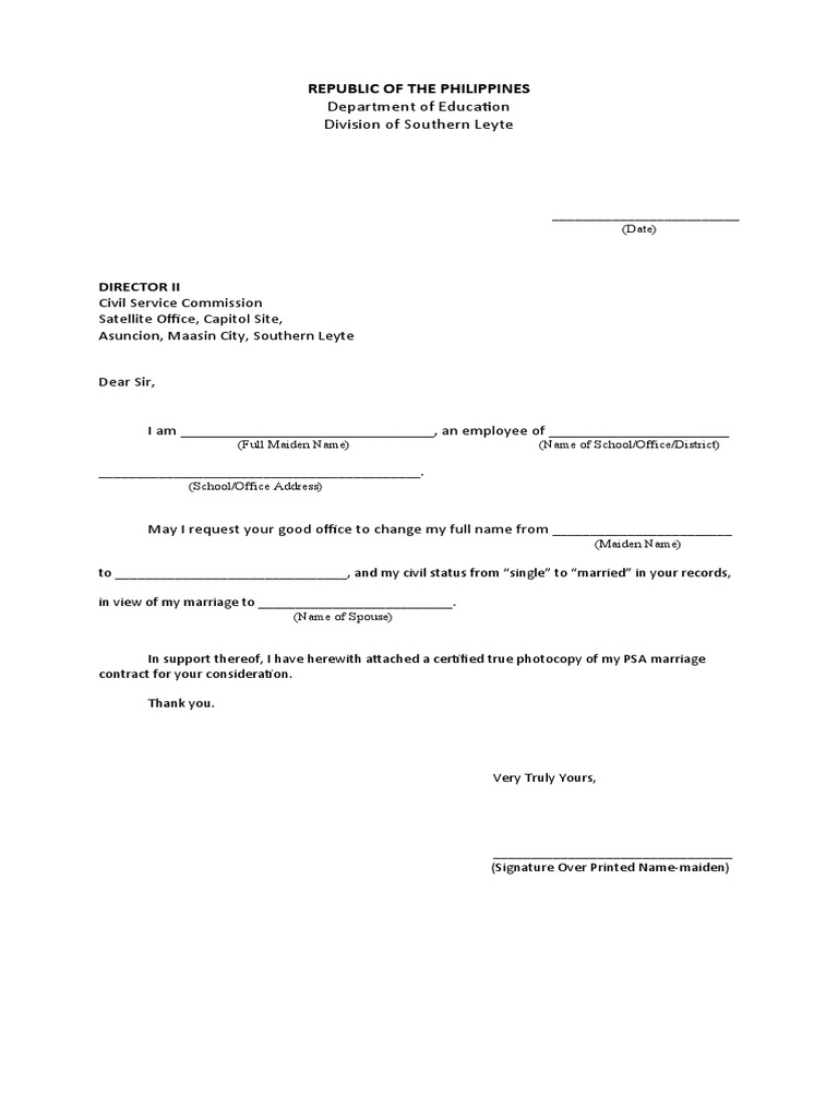 Change of Name Form CSC | PDF