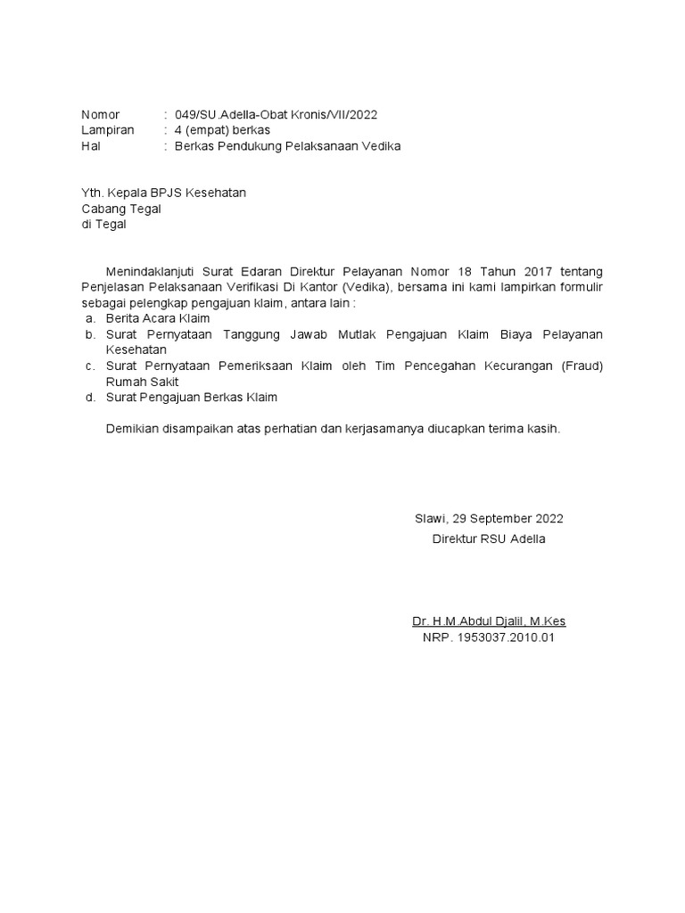 Obat Kronis Surat Berkas Pendukung Vedika Juli 2022 Pdf
